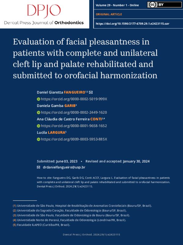 (PDF) Evaluation of facial pleasantness in patients with complete and unilateral cleft lip and ...