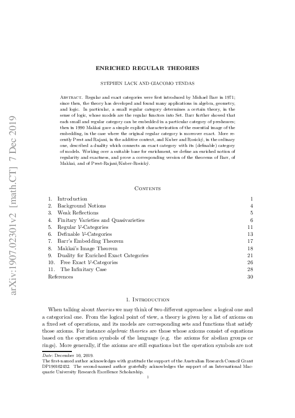 (PDF) Enriched regular theories