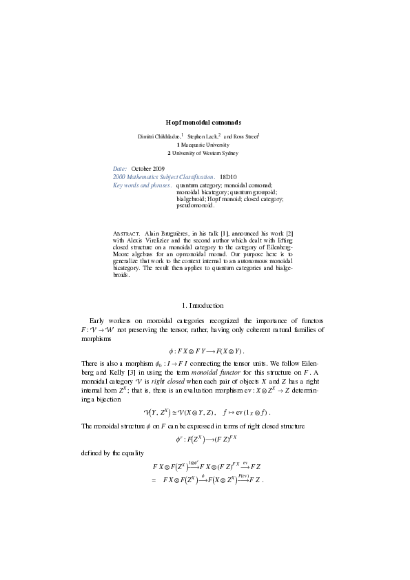 (PDF) Hopf monoidal comonads | Stephen P Lack - Academia.edu