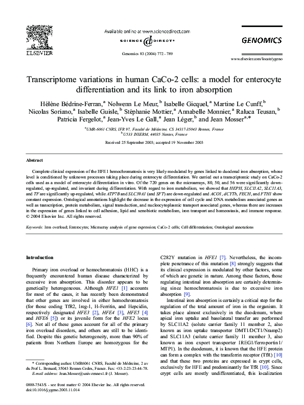 (PDF) Transcriptome variations in human CaCo-2 cells: a model for ...