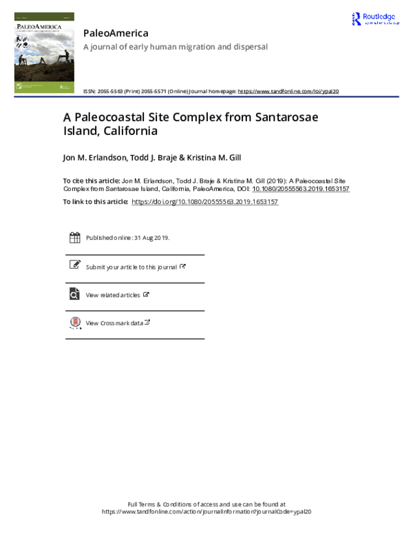(PDF) A Paleocoastal Site Complex from Santarosae Island, California | Jon Erlandson - Academia.edu