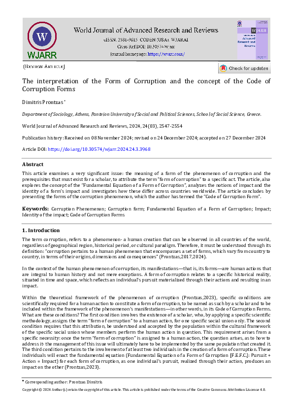 (PDF) The interpretation of the Form of Corruption and the concept of ...