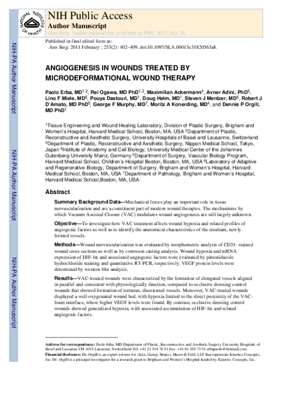 (PDF) Angiogenesis in Wounds Treated by Microdeformational Wound ...