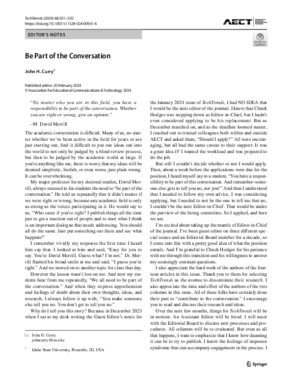 (PDF) Be Part of the Conversation