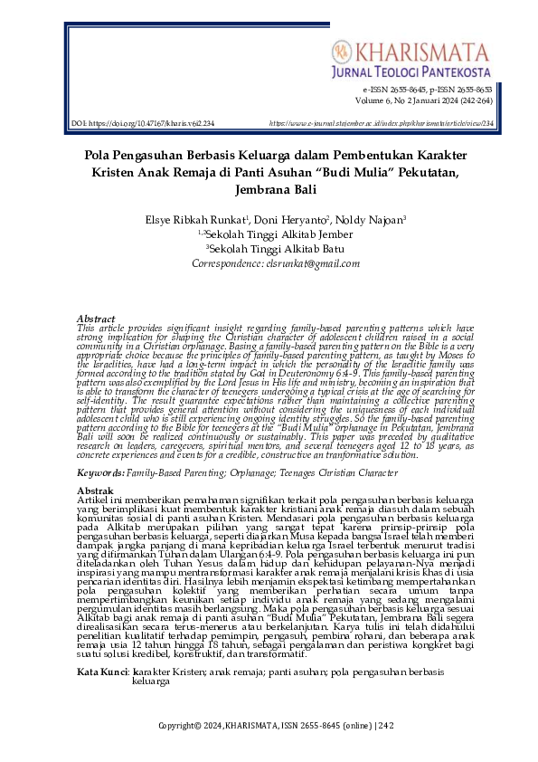 (PDF) Pola Pengasuhan Berbasis Keluarga dalam Pembentukan Karakter Kristen Anak Remaja di Panti ...