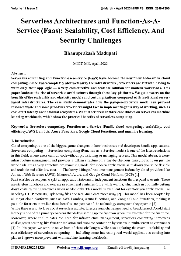Pdf Serverless Architectures And Function As A Service Faas