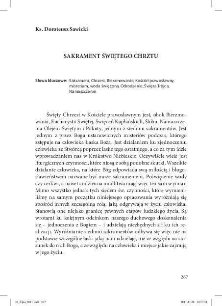 (PDF) Sakrament Świętego Chrztu