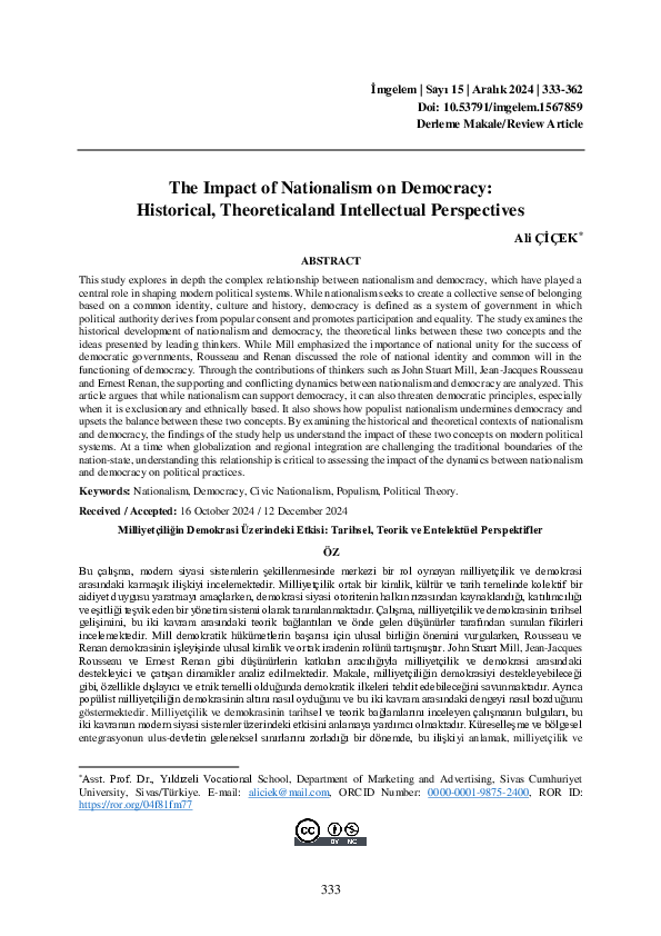 (PDF) The Impact of Nationalism on Democracy Historical, Theoretical ...