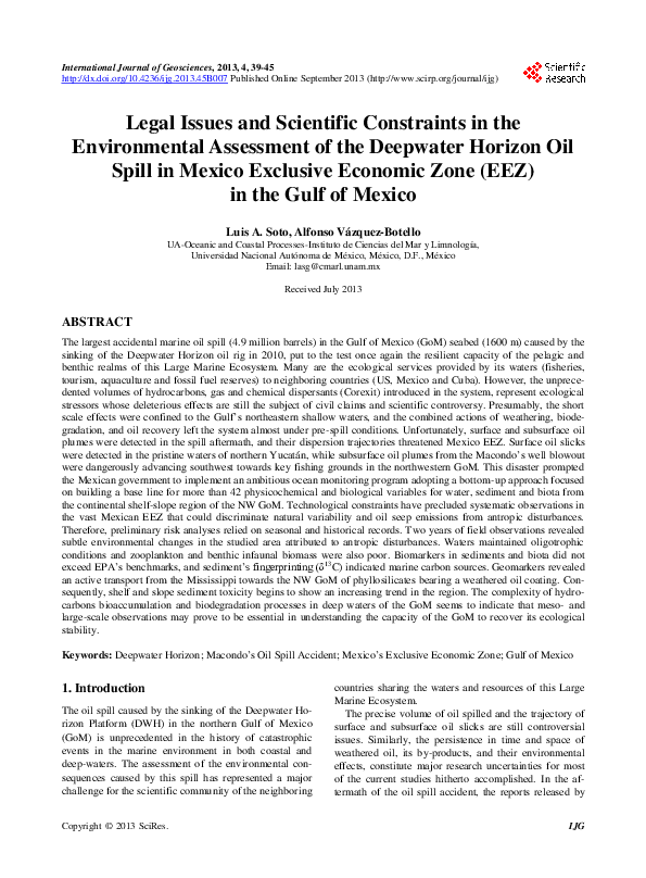 (PDF) Legal Issues and Scientific Constraints in the Environmental ...