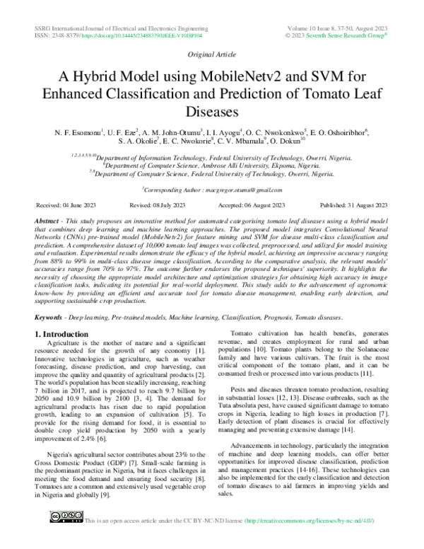 (PDF) A Hybrid Model using MobileNetv2 and SVM for Enhanced Classification and Prediction of ...