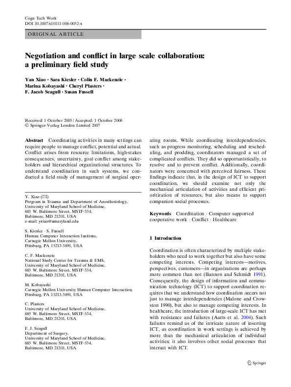 (PDF) Negotiation and conflict in large scale collaboration: a ...