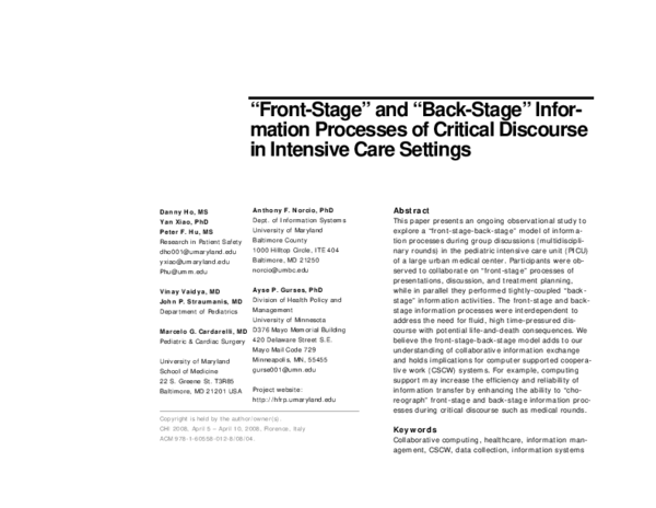 (PDF) Front-stage" and "back-stage" information