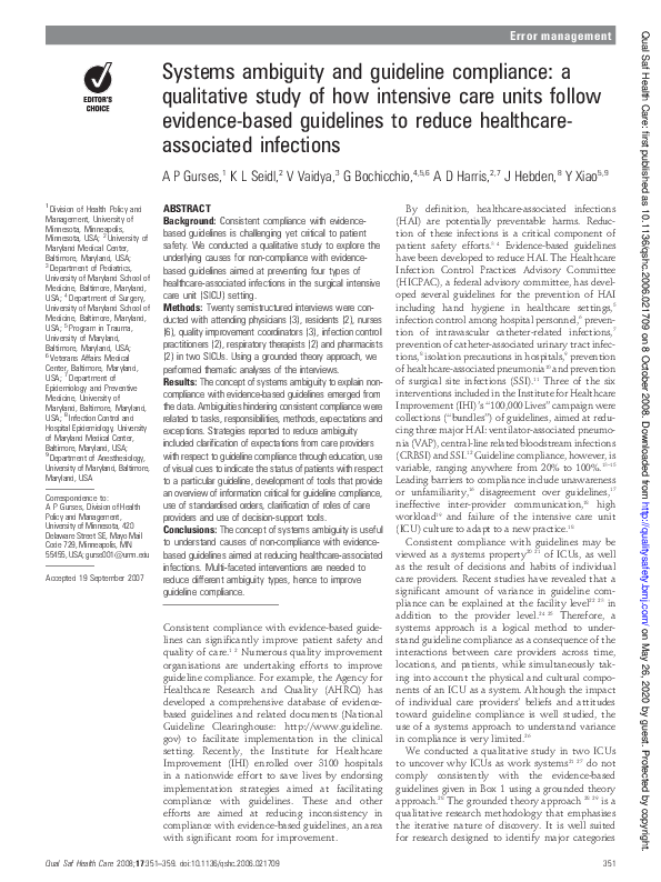(PDF) Systems ambiguity and guideline compliance: a qualitative study ...