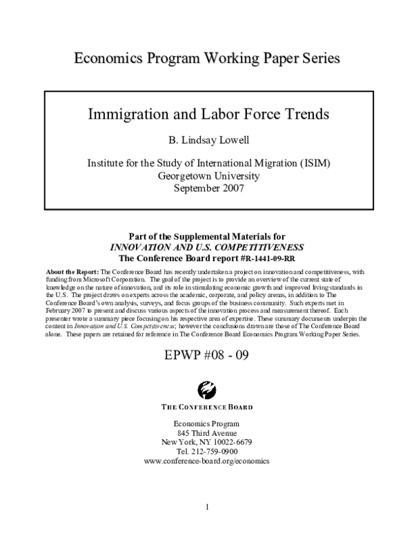(PDF) Immigration and Labor Force Trends
