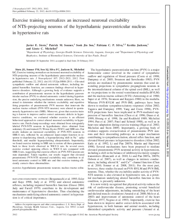 (PDF) Exercise training normalizes an increased neuronal excitability ...