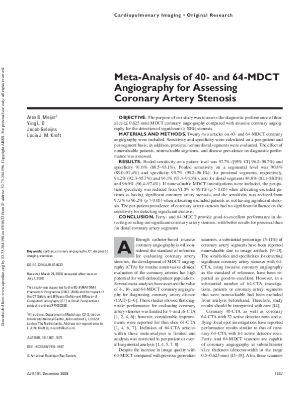 (PDF) Meta-Analysis of 40- and 64-MDCT Angiography for Assessing ...