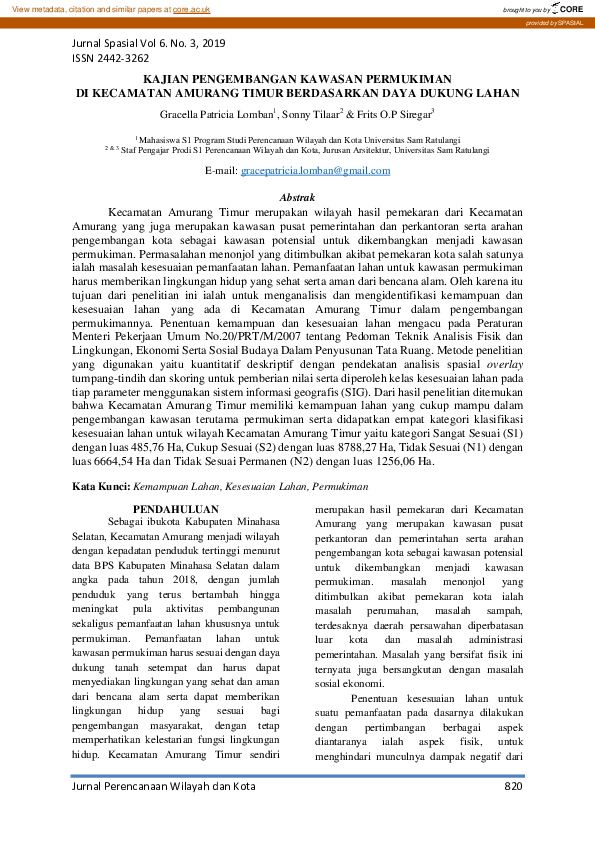 (PDF) Kajian Pengembangan Kawasan Permukiman DI Kecamatan Amurang Timur ...