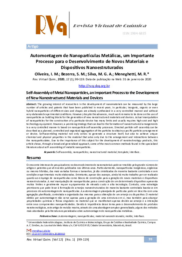 (PDF) Self-Assembly of Metal Nanoparticles, an Important Process to the Development of New ...