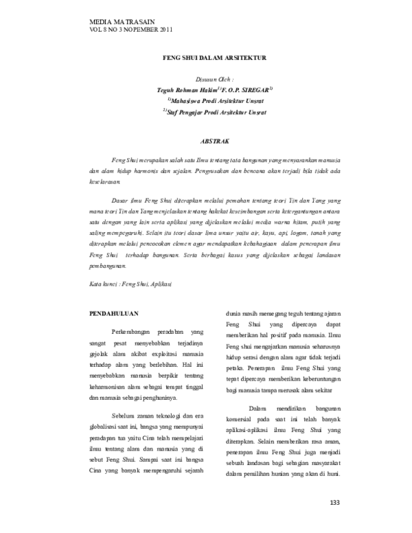 Pdf Feng Shui Dalam Arsitektur