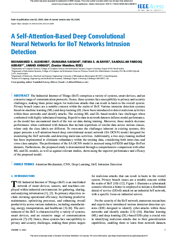(PDF) A Self-Attention-Based Deep Convolutional Neural Networks for IIoT Networks Intrusion ...