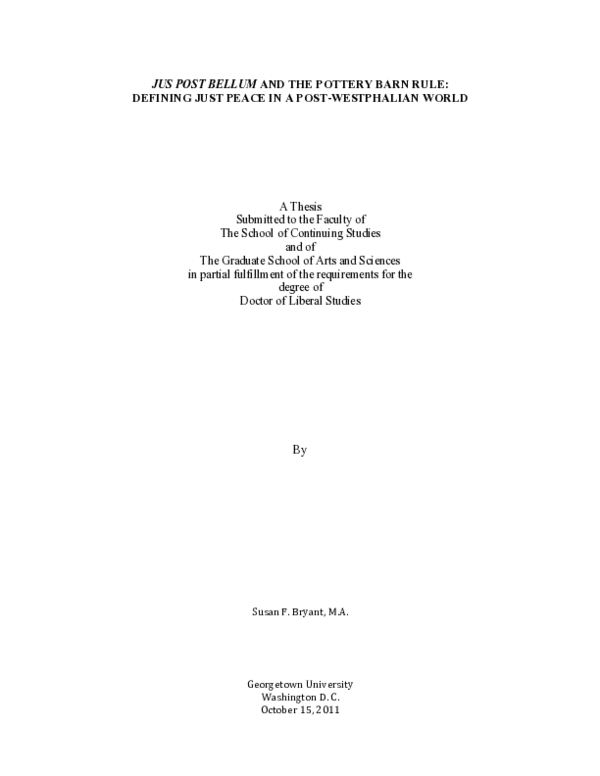 (PDF) Jus Post Bellum and the Pottery Barn Rule: Defining Just Peace in ...