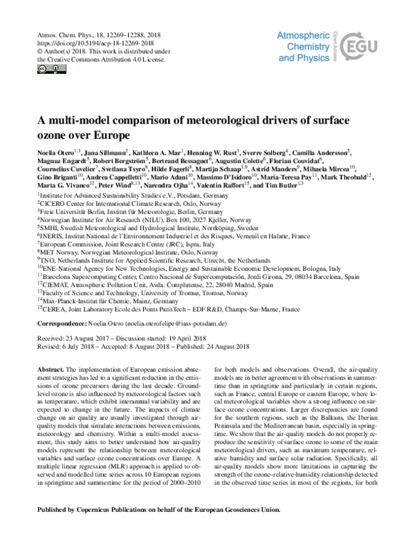 (PDF) A multi-model comparison of meteorological drivers of surface ...