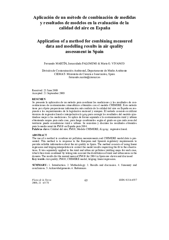 (PDF) Aplicación de un método de combinación de medidas y resultados de ...