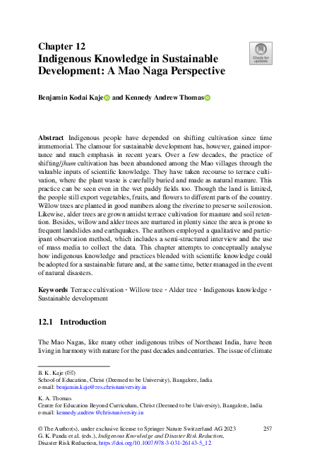 (PDF) Indigenous Knowledge in Sustainable Development: A Mao Naga ...