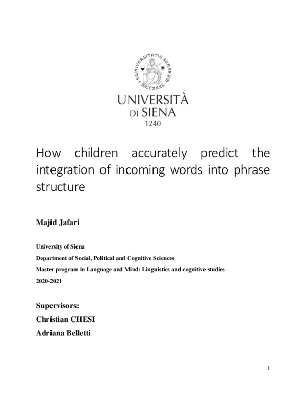 (PDF) How children accurately predict the integration of incoming words ...