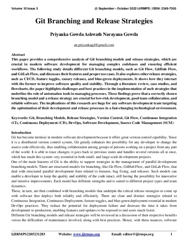 (PDF) Git Branching and Release Strategies