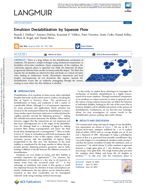 (PDF) Emulsion Destabilization by Squeeze Flow