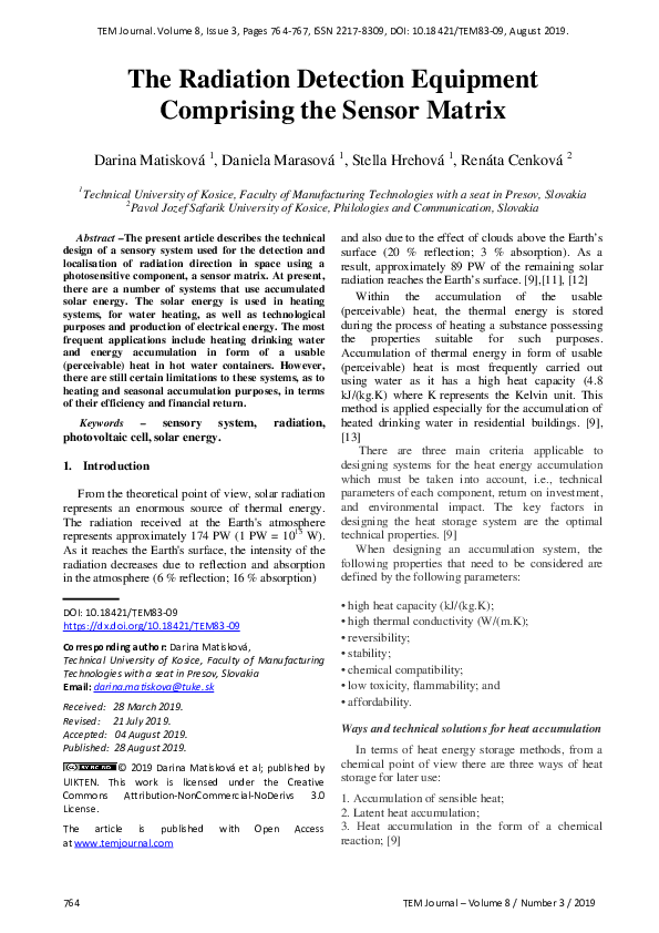 (PDF) The Radiation Detection Equipment Comprising the Sensor Matrix