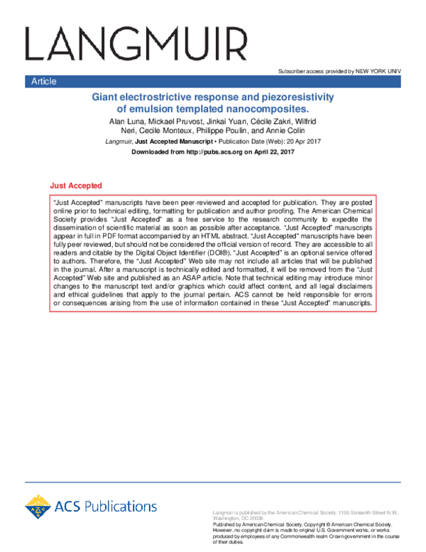 (PDF) Giant Electrostrictive Response and Piezoresistivity of Emulsion ...