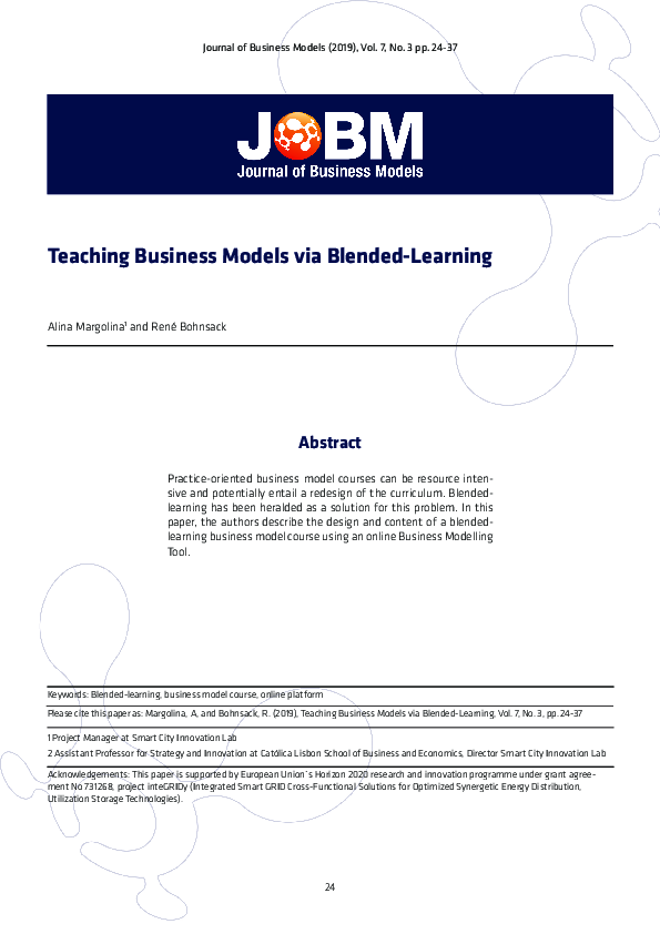 (PDF) Teaching entrepreneurship and business model innovation in a ...