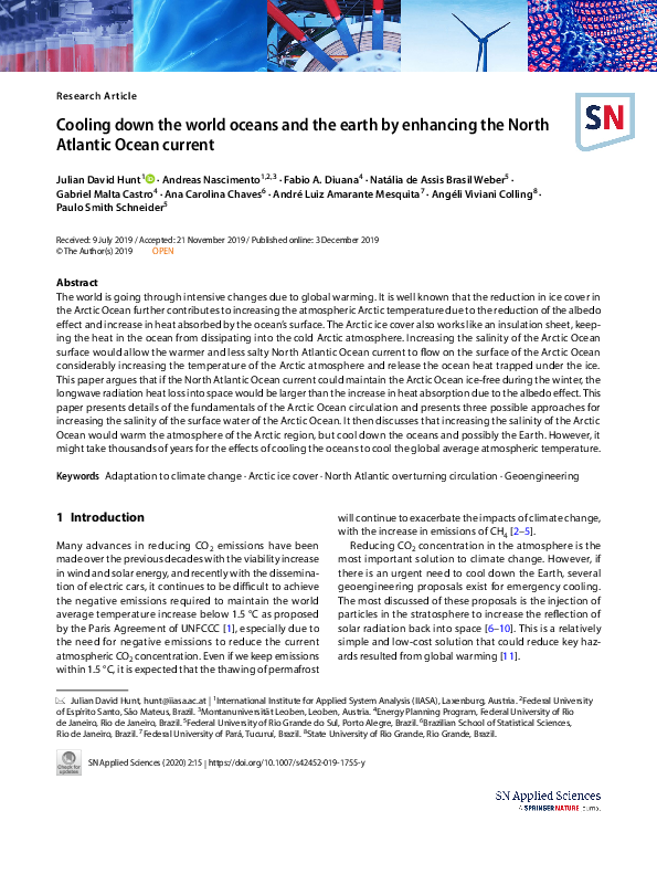 (PDF) Cooling down the world oceans and the earth by enhancing the North Atlantic Ocean current