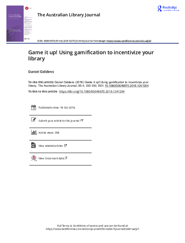 (PDF) Game It Up!: Using Gamification to Incentivize Your Library ...