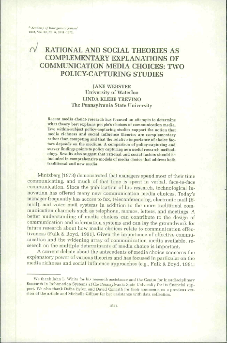 (PDF) Rational and Social Theories as Complementary Explanations of ...