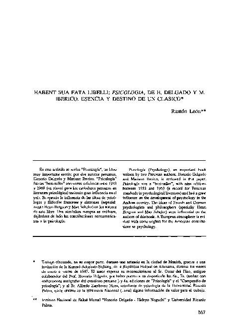 (PDF) Habent sua fata libelli: psicología, de H. Delgado y M.Iberico ...