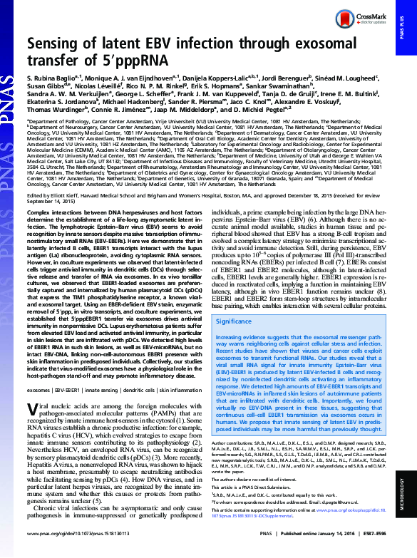 (PDF) Sensing of latent EBV infection through exosomal transfer of 5′pppRNA