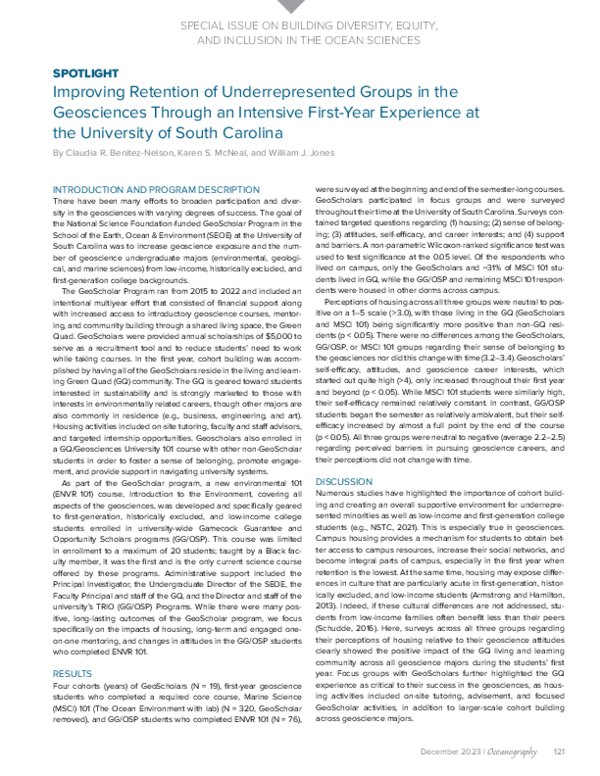 (PDF) Improving Retention of Underrepresented Groups in the Geosciences through an Intensive ...