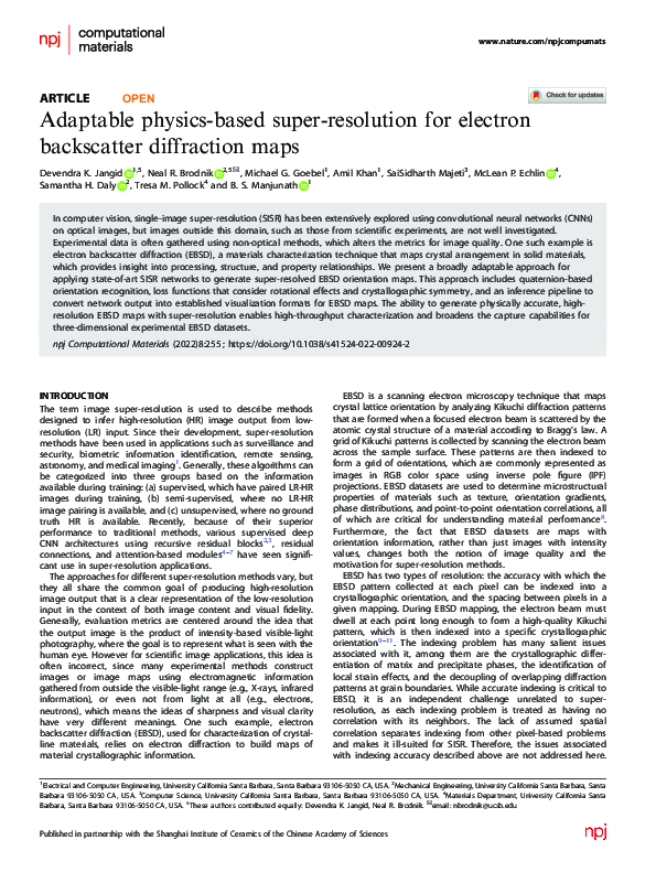 (PDF) Adaptable physics-based super-resolution for electron backscatter ...