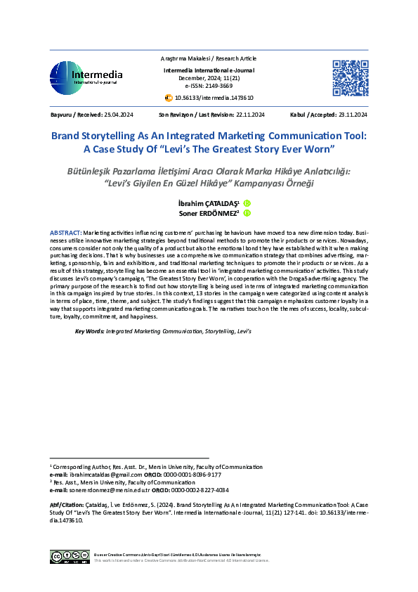 (PDF) Brand Storytelling As An Integrated Marketing Communication Tool ...