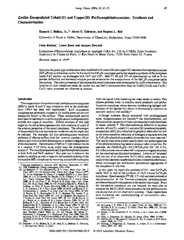 (PDF) Zeolite encapsulated cobalt(II) and copper(II) perfluorophthalocyanines. Synthesis and ...