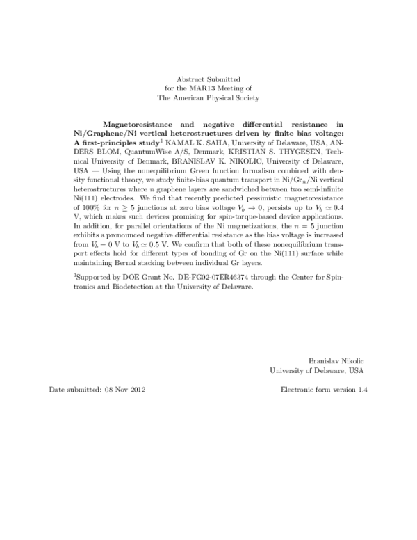(PDF) Magnetoresistance and negative differential resistance in Ni ...