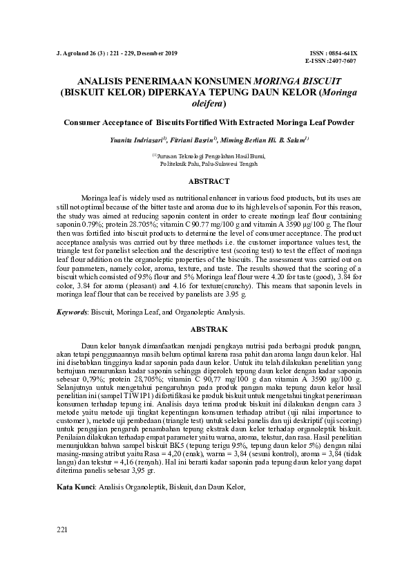 (PDF) ANALISIS PENERIMAAN KONSUMEN MORINGA BISCUIT (BISKUIT KELOR ...