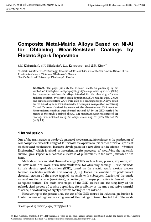 (PDF) Composite Metal-Matrix Alloys Based on Ni-Al for Obtaining Wear ...