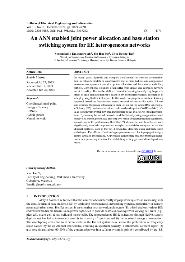 (PDF) An ANN enabled joint power allocation and base station switching system for EE ...