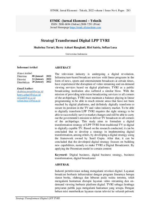 (PDF) Strategi Transformasi Digital LPP TVRI