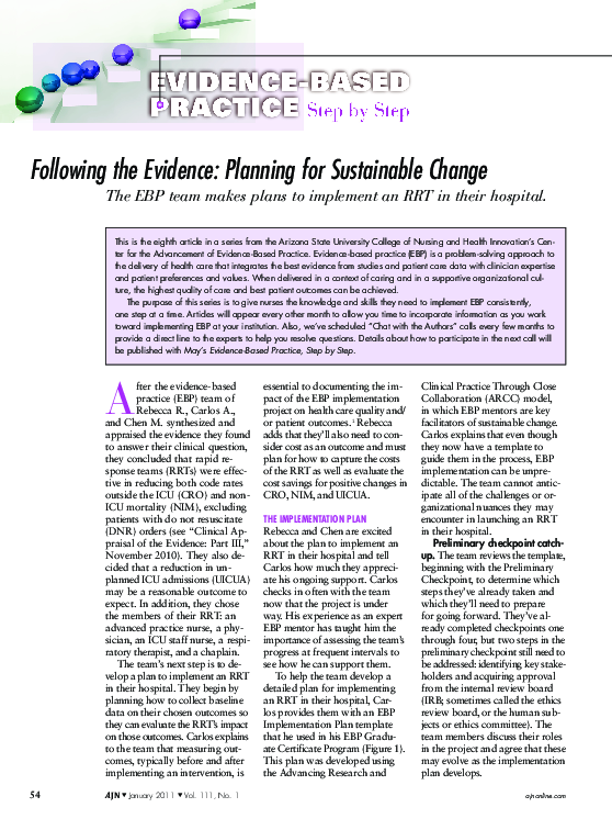 (PDF) Evidence-Based Practice, Step By Step: Following the Evidence: Planning for Sustainable ...
