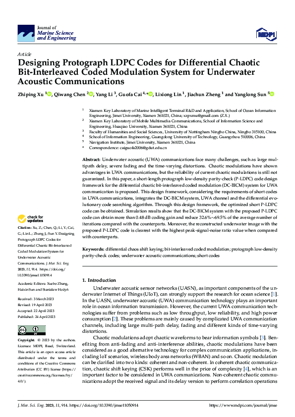 (PDF) Designing Protograph LDPC Codes for Differential Chaotic Bit-Interleaved Coded Modulation ...